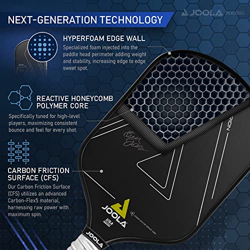 JOOLA Ben Johns Hyperion CFS 14 Pickleball Paddle - Carbon Surface with High Grit & Spin, Elongated Handle, USAPA Approved Ben Johns Paddle