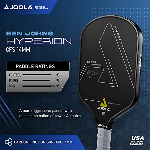 JOOLA Ben Johns Hyperion CFS 14 Pickleball Paddle - Carbon Surface with High Grit & Spin, Elongated Handle, USAPA Approved Ben Johns Paddle