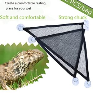 2 Pack（Small） Bearded Dragon Lizards Hammock Triangle Shape with Strong Suction Cup Reptile Hammock Decor Accessories Suitable for Large & Small Geckos, Chameleon or Lizards