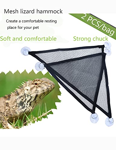 2 Pack（Small） Bearded Dragon Lizards Hammock Triangle Shape with Strong Suction Cup Reptile Hammock Decor Accessories Suitable for Large & Small Geckos, Chameleon or Lizards