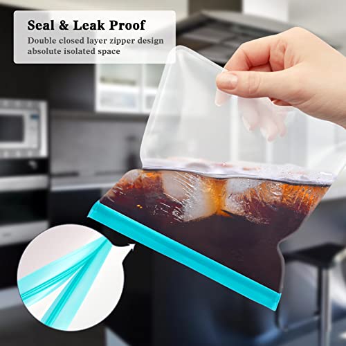 26 pack Reusable Food Storage Bags,BPA Free Reusable Bags Silicone(6 Reusable Gallon Bags+10 Reusable Sandwich Bags+10 Snack Bags), Reusable Freezer Bags for Kid Travel Outdoor