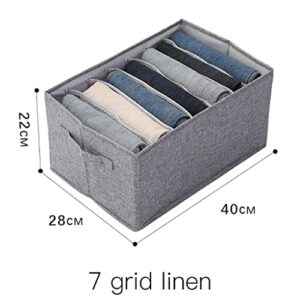 Jean organizer, 2 Pack incl lint brush, 7 grid closet organizer w/handles, Pant/Sweater organizer, Jean organizer for closet/drawer, foldable wardrobe organizer, dividers for Jeans|Pants|Shirts