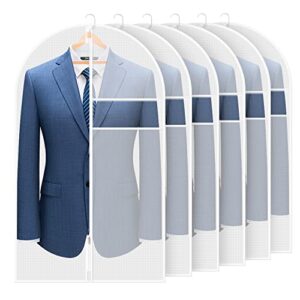 cimlord 24"x40" 6pack clear garment bags for hanging clothes plastics suit cover bags for closet storage suit for suits,coats,shirts,jackets,sweaters