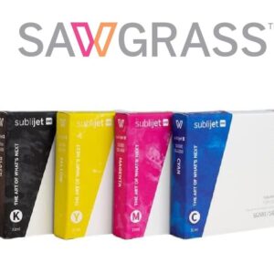 Sawgrass SG500 Sublimation Ink Cartridges Sublijet UHD - Bundle with 2 Rolls Sublimax Heat Resistant Tape (SG500 Ink Cyan Yellow Magenta Black)