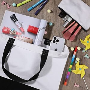 16 Pack Canvas Tote Bag and Makeup Bag Blank Plain Canvas Bag Large Reusable Grocery Bags Shopping Cloth Bags with Handles DIY Craft Bag Canvas with Zipper Cosmetic Bag