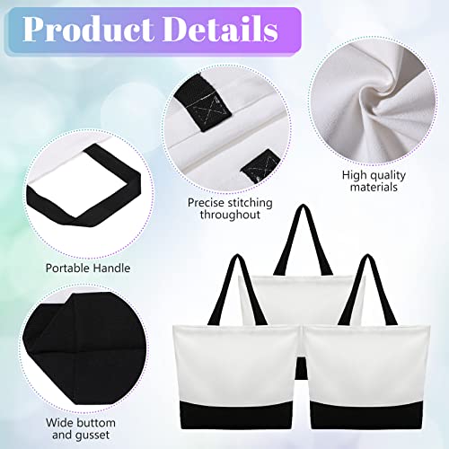 16 Pack Canvas Tote Bag and Makeup Bag Blank Plain Canvas Bag Large Reusable Grocery Bags Shopping Cloth Bags with Handles DIY Craft Bag Canvas with Zipper Cosmetic Bag