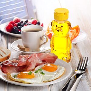 Thenshop 36 Pieces Plastic Empty Honey Bear Bottle Honey Squeeze Bottle Honey Bear Cup with Yellow Flip Top Lid Bear Shaped Jar Honey Containers for Juice Storing and Dispensing(240 ml/ 8 oz)