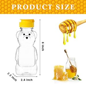 Thenshop 36 Pieces Plastic Empty Honey Bear Bottle Honey Squeeze Bottle Honey Bear Cup with Yellow Flip Top Lid Bear Shaped Jar Honey Containers for Juice Storing and Dispensing(240 ml/ 8 oz)