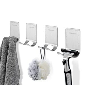 mydhadwre razor holder for shower,adhesive shaver hooks for wall,stainless steel towel hooks for bathroom, waterproof hangers for robe loofah coat keys bag plug