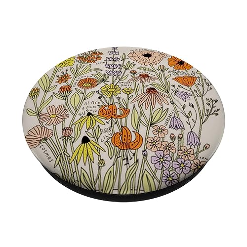 Cute Simple Wildflowers Pattern Design Floral on Beige PopSockets Standard PopGrip