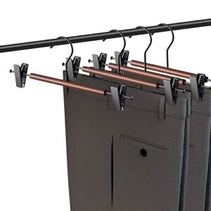 BUMODEL Wooden Pants Hangers with Clips 20 Pack Adjustable Wood Skirt Hangers for Women Space Saving Clothes Hangers Jeans Trousers Hangers for Closet Non Slip,Brown