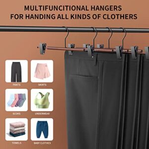 BUMODEL Wooden Pants Hangers with Clips 20 Pack Adjustable Wood Skirt Hangers for Women Space Saving Clothes Hangers Jeans Trousers Hangers for Closet Non Slip,Brown