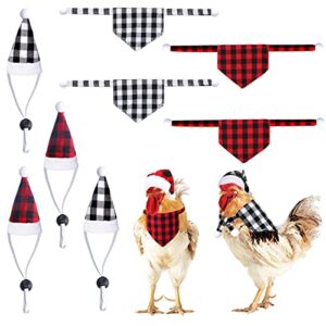 jotfa 8 pieces christmas chicken hats bandanas, chicken santa claus hat chicken christmas bandana scarf small pet christmas costume for chicks hen rooster goose duck parrot hamster guinea pig lizard