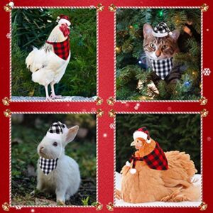 JOTFA 8 Pieces Christmas Chicken Hats Bandanas, Chicken Santa Claus Hat Chicken Christmas Bandana Scarf Small Pet Christmas Costume for Chicks Hen Rooster Goose Duck Parrot Hamster Guinea Pig Lizard