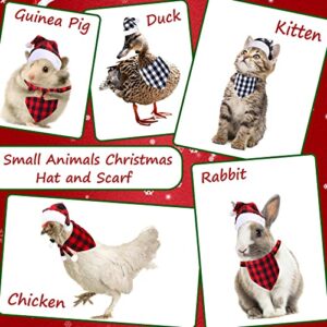 JOTFA 8 Pieces Christmas Chicken Hats Bandanas, Chicken Santa Claus Hat Chicken Christmas Bandana Scarf Small Pet Christmas Costume for Chicks Hen Rooster Goose Duck Parrot Hamster Guinea Pig Lizard