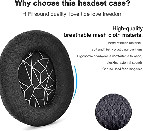 Arctis 9X Replacement Earpads Printing Mesh Ear Cushions for SteelSeries Arctis 1/3/5/7/9 Arctis Pro Arctis 9X Headphones Noise Canceling Headset Ear Pads Earmuff Repair Parts (Black+White)