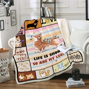 corgi gifts for corgi lovers, cute corgi blanket, lightweight super soft cozy throw blanket for sofa bed couch chair living room 50 x 60 inch, corgi gifts christmas birthday gifts for kids and adults