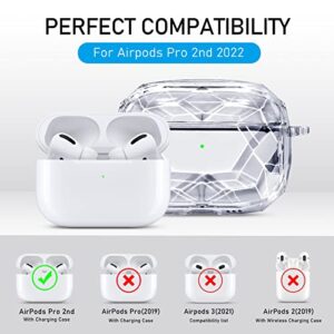 Youskin Airpod Pro 2 Case 2022 Diamond Crystal Clear, AirPods Pro 2nd Generation Case Cover, Full-Body Shockproof Hard Shell Protective for Men Women with Keychain，Crystal Clear