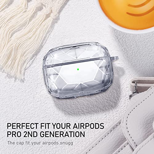 Youskin Airpod Pro 2 Case 2022 Diamond Crystal Clear, AirPods Pro 2nd Generation Case Cover, Full-Body Shockproof Hard Shell Protective for Men Women with Keychain，Crystal Clear