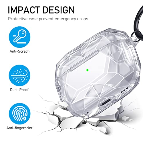 Youskin Airpod Pro 2 Case 2022 Diamond Crystal Clear, AirPods Pro 2nd Generation Case Cover, Full-Body Shockproof Hard Shell Protective for Men Women with Keychain，Crystal Clear