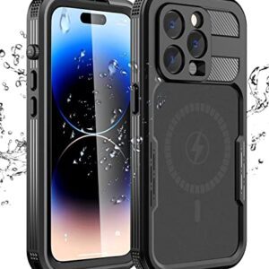 Ezanmull for iPhone 14 Pro Max Waterproof Case with Built-in Screen Protector Dustproof Shockproof Drop Proof Case, Rugged Full Body Underwater Protective Cover for iPhone 14 Pro Max 6.7" Black