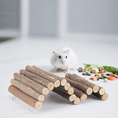 Filhome 2pcs Hamster Bridges, Rat Bendy Long Suspension Bridges and Guinea Pig Bendable Tunnel, Bendable Hamster Ladder Gerbil Wooden Ramp Chinchilla Chews Toys for Small Animals Cage Accessories