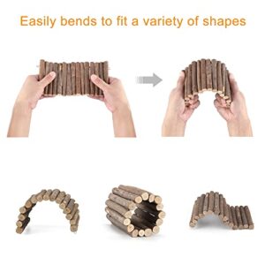 Filhome 2pcs Hamster Bridges, Rat Bendy Long Suspension Bridges and Guinea Pig Bendable Tunnel, Bendable Hamster Ladder Gerbil Wooden Ramp Chinchilla Chews Toys for Small Animals Cage Accessories