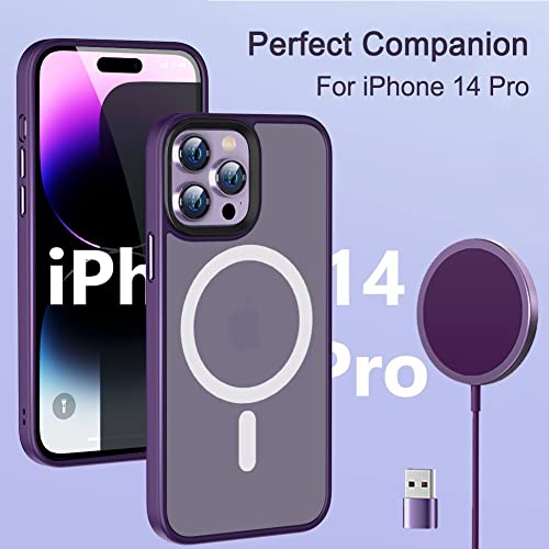 YLLZI [2 in 1 Magnetic Case with Charger Designed for iPhone 14 Pro Case, Compatible with MagSafe, Military-Grade Drop Protection, Slim Phone Case for 14 Pro 6.1'' 2022, Deep Purple