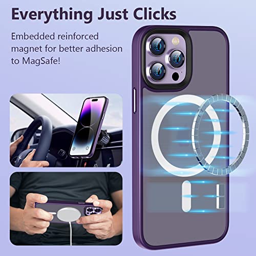 YLLZI [2 in 1 Magnetic Case with Charger Designed for iPhone 14 Pro Case, Compatible with MagSafe, Military-Grade Drop Protection, Slim Phone Case for 14 Pro 6.1'' 2022, Deep Purple