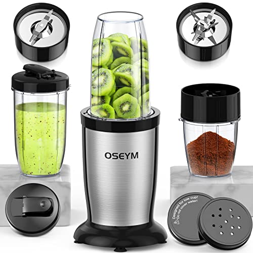 OSEYM Personal Blender for Shakes and Smoothies, 19 Pieces Set Blender for Shakes, 850W Smoothie Blender With 2 * 17 Oz & 10 Oz To-Go Cups, Easy to Clean, BPA Free (Black)