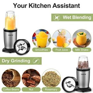 OSEYM Personal Blender for Shakes and Smoothies, 19 Pieces Set Blender for Shakes, 850W Smoothie Blender With 2 * 17 Oz & 10 Oz To-Go Cups, Easy to Clean, BPA Free (Black)