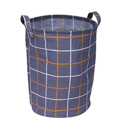 Laundry Hamper Round Canvas Laundry Basket, Foldable Large Clothes Basket with Handle for Kids Clothes, Storage (Checkered Pattern) Clothes Laundry Basket