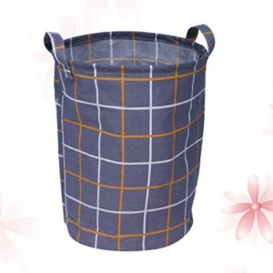 Laundry Hamper Round Canvas Laundry Basket, Foldable Large Clothes Basket with Handle for Kids Clothes, Storage (Checkered Pattern) Clothes Laundry Basket