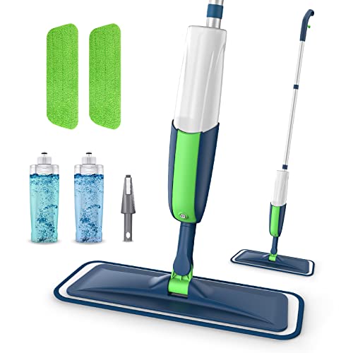 Spray Mops Microfiber Floor Mops for Floor Cleaning - MEXERRIS Wet Mops Dust Mop with 2X Washable Pads 2X Bottles Wood Floor Cleaning Mop Commercial Home Use for Hardwood Laminate Vinyl Tiles