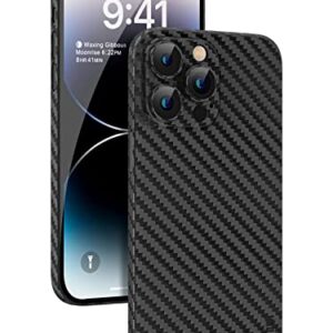 memumi [Upgraded Version Thin Case for iPhone 14 Pro Max Carbon Fiber Pattern 0.3mm Matte Back Cover for iPhone 14 Pro Max Ultra Thin Case with Mnimalist Design and Scratch Resistant Black