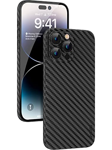 memumi [Upgraded Version Thin Case for iPhone 14 Pro Max Carbon Fiber Pattern 0.3mm Matte Back Cover for iPhone 14 Pro Max Ultra Thin Case with Mnimalist Design and Scratch Resistant Black