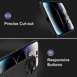 memumi [Upgraded Version Thin Case for iPhone 14 Pro Max Carbon Fiber Pattern 0.3mm Matte Back Cover for iPhone 14 Pro Max Ultra Thin Case with Mnimalist Design and Scratch Resistant Black