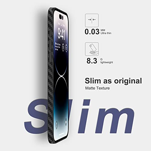 memumi [Upgraded Version Thin Case for iPhone 14 Pro Max Carbon Fiber Pattern 0.3mm Matte Back Cover for iPhone 14 Pro Max Ultra Thin Case with Mnimalist Design and Scratch Resistant Black