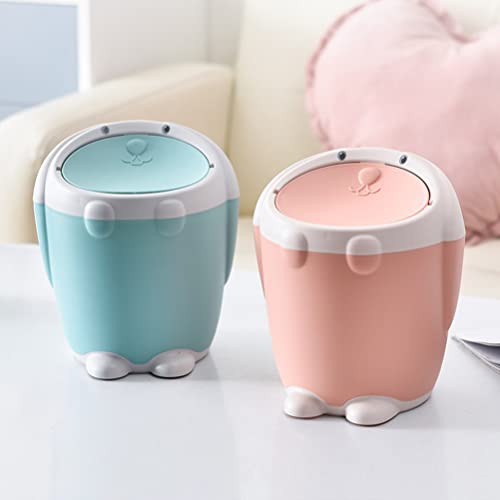 LIFKOME Portable Desk Desktop Trash Can Rabbit Shape Mini Trash Can with Lid Small Countertop Trash Cans Lidded Waste Bin Pen Holder for Car Bedroom Kitchen Office Desktop Green Portable Litter Box