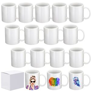 yahenda 16 pack sublimation mugs 11 oz blank coffee mugs white diy coated ceramic cup blank mugs bulk drinking cups white ceramic sublimation mugs with large handle white gift box for coffee tea milk