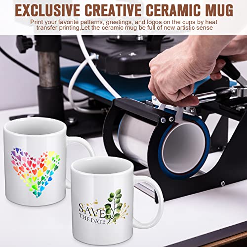 Yahenda 16 Pack Sublimation Mugs 11 oz Blank Coffee Mugs White DIY Coated Ceramic Cup Blank Mugs Bulk Drinking Cups White Ceramic Sublimation Mugs with Large Handle White Gift Box for Coffee Tea Milk