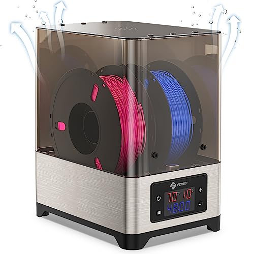 FIXDRY 3D Printer Filament Dryer with Fan, 110W PTC Dehydrator Dryer Box Heated, Closed-Loop Constant Heating, Temperature Humidity Control, 2 Spool Compatible with 1.75mm, 2.85mm, 3.00 mm