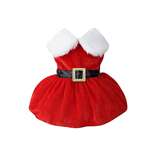 Santa Dog Christmas Outfit Thermal Holiday Puppy Costume Dress Pet Clothes Thanksgiving Dog Clothes for Small Dogs Girl