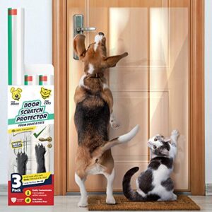 panther armor 3-pack door protector from dog scratching - 3 x 40" x 8.2" cat scratch door frame protector anti dog scratch - door guard for dogs clear