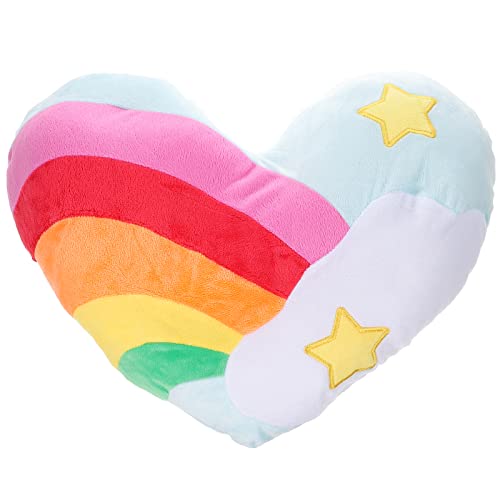 Toyvian Rainbow Heart Shaped Pillow Rainbow Throw Pillow Heart Shape Dining Room Sofa Cushion Dining RoomSoft Bedroom Decor Car Pillow Valentines Day Gift, 35x32x8cm