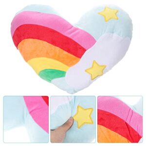 Toyvian Rainbow Heart Shaped Pillow Rainbow Throw Pillow Heart Shape Dining Room Sofa Cushion Dining RoomSoft Bedroom Decor Car Pillow Valentines Day Gift, 35x32x8cm