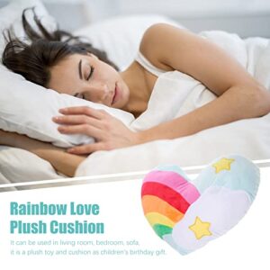 Toyvian Rainbow Heart Shaped Pillow Rainbow Throw Pillow Heart Shape Dining Room Sofa Cushion Dining RoomSoft Bedroom Decor Car Pillow Valentines Day Gift, 35x32x8cm