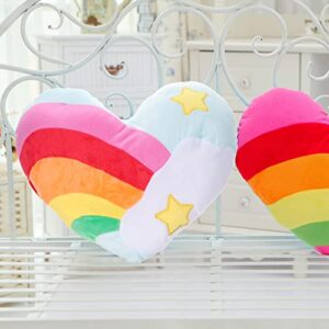 Toyvian Rainbow Heart Shaped Pillow Rainbow Throw Pillow Heart Shape Dining Room Sofa Cushion Dining RoomSoft Bedroom Decor Car Pillow Valentines Day Gift, 35x32x8cm