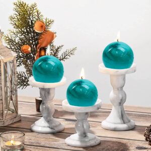 MAITREYA Tie dye Rustic Round Pillar Candles-Unscented Decoration Candles Set of 3-Clean Burning Drisspless Dinner Candles of Home Decor Party(Teal)