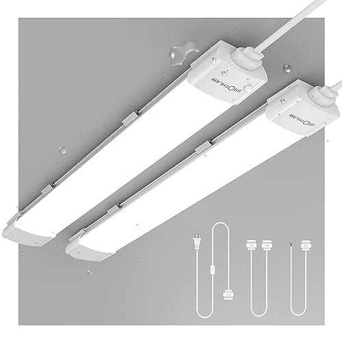 Brothlaw Linkable LED Shop Light for Garage Lighting Fixture 18W 2FT LED Tube Light with Plug 5000K Wraparound Ceiling Light for Garage, Shop, Cabinet, Attic, Basement, Home, Plug in Ceiling Light.